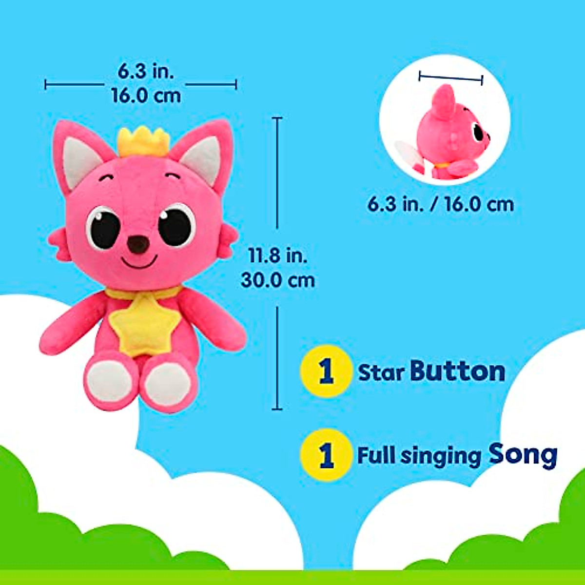 Pinkfong Singing Plush Toy, 11" Stuffed Animal Toys, Interactive Musical Baby Toys for Toddlers, Gifts for Boys & Girls