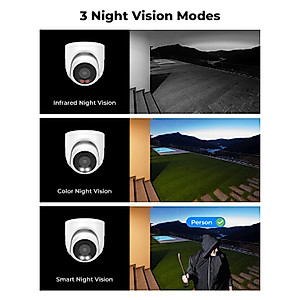 H.VIEW 8MP/4K Outdoor Dome Security POE IP Camera, Smart Dual Illumination, 100ft Night Vision, 2.8mm Lens Wide Angel, IP66, One-Way Audio, H.265+, Smart AI Detection, (Hikvision Compatible)