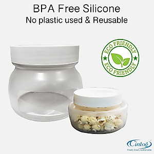 Cintog 2 Pack Collapsible Silicone Jars, Compact Airtight Food Storage Containers with Lids, Ideal for Kitchen, Camping, and Travel, Clear, 412016-000