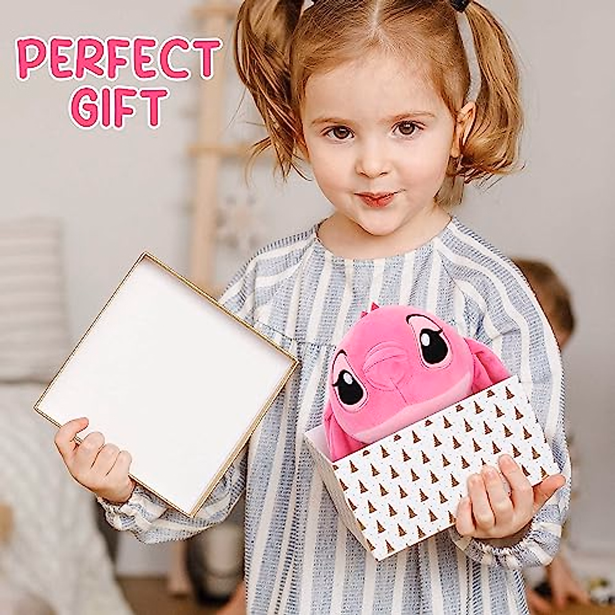 Tigiemap 8 Inch Stitch Plush, Pink Stitch Alien Monster Plush Soft Huggable Stuffed Animal Plushies Pillow Room Decorat Gift for Kids Toys Boys and Girls