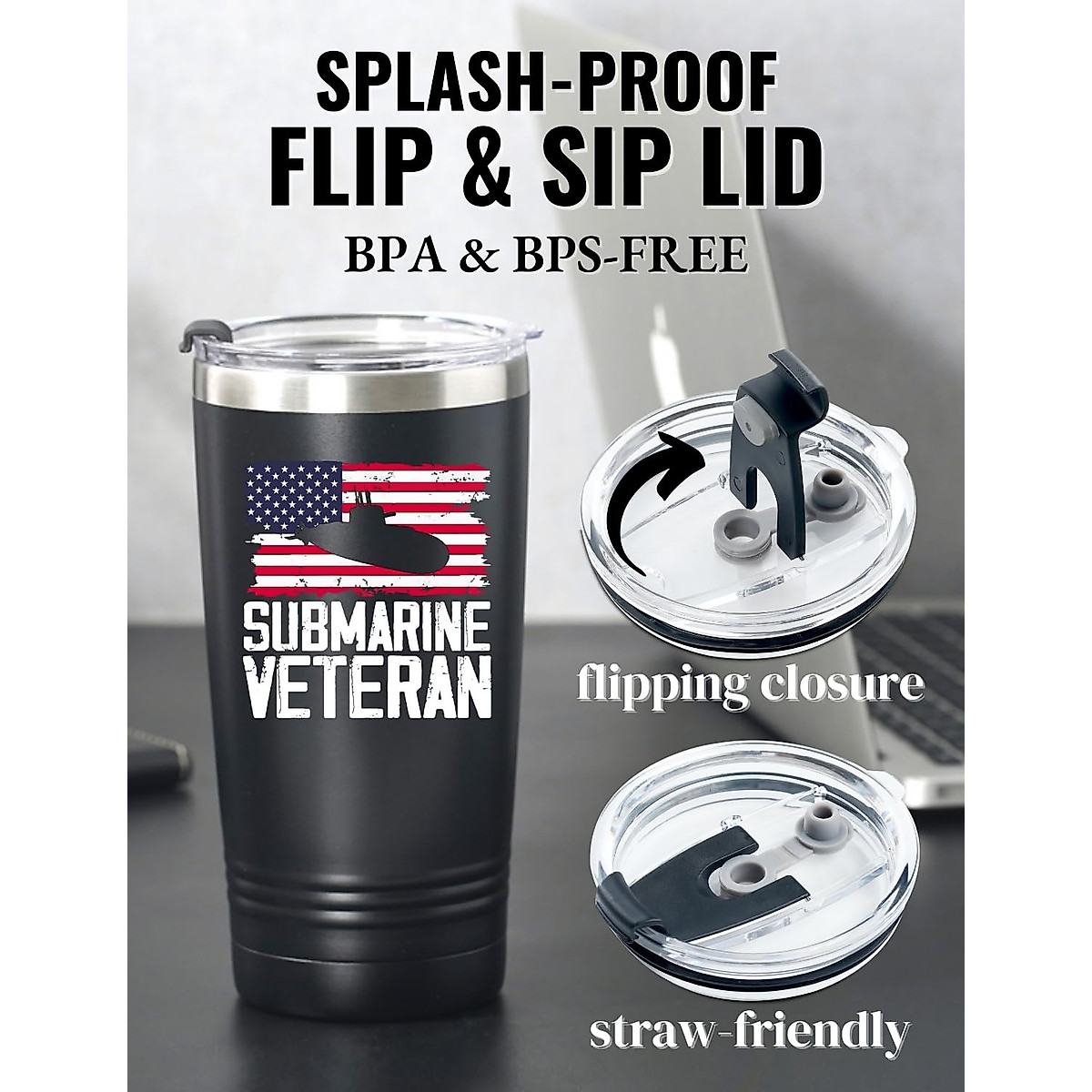 Onebttl Submarine Gifts for Veteran, Insulated Stainless Steel Wine Tumbler with Lid and Straw, Vintage gifts for Submarine Veteran on Birthday, Christmas, 20 oz, Just a Boy Who Loves Titanic