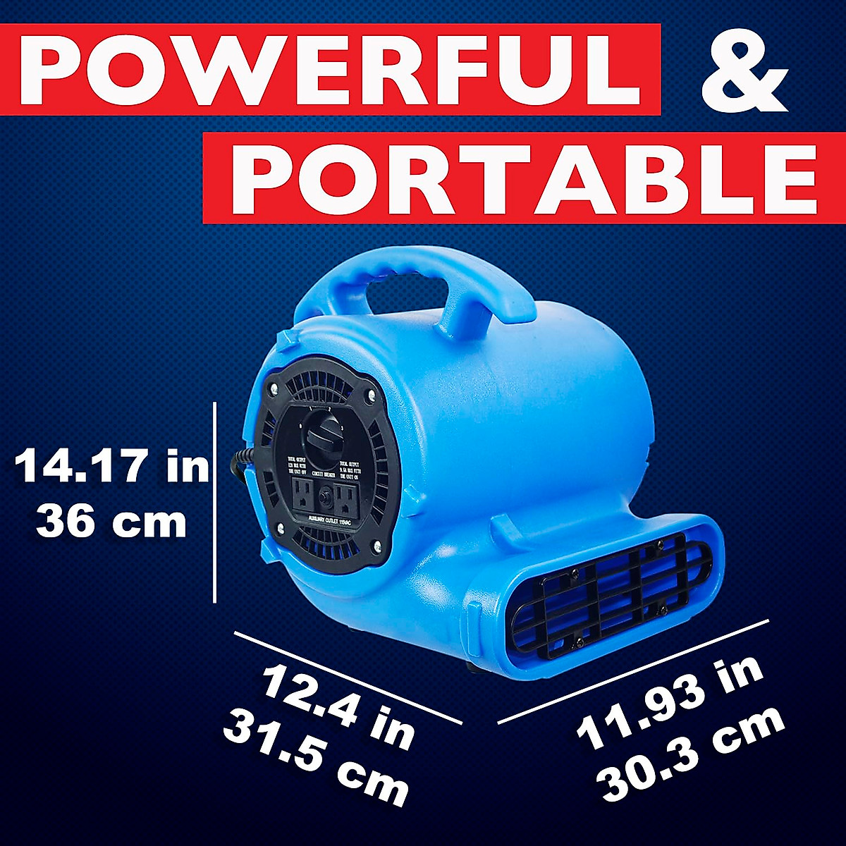 BLOTEK 1/4hp 900CFM Speed Air Mover Carpet Dryer Floor Fan Cooling Fan - Industrial Heavy Duty Abanico de Piso Blower Fan with High Power for Commercial and Industrial Use