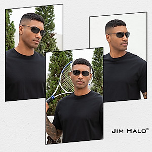 JIM HALO Polarized Sport Sunglasses for Men Women TR90 Rimless Frame for Running Fishing Cycling Driving Grey1