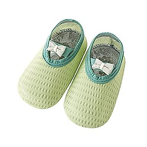 Baby Non-Slip Socks Non Slip Ankle Socks with Grips Wide Toe Shoes for Beach Swim Pool Lightweight Prewalker Green
