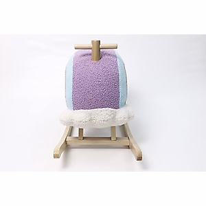 Hopscotch Squad Rainbow Rocker Fully Assembled Natural Wood Rocking Horse with Soft Fleece Multi-Color Puffy Plush Clouds