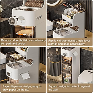 Slim Organizer Cabinet for Toilet Paper Holder, Narrow Toilet Paper Holder Stand, Bathroom Standing Cabinet,Bathroom Floor Cabinet with Drawers, Plastic Drawer Cabinet for Small Space(4 layer)