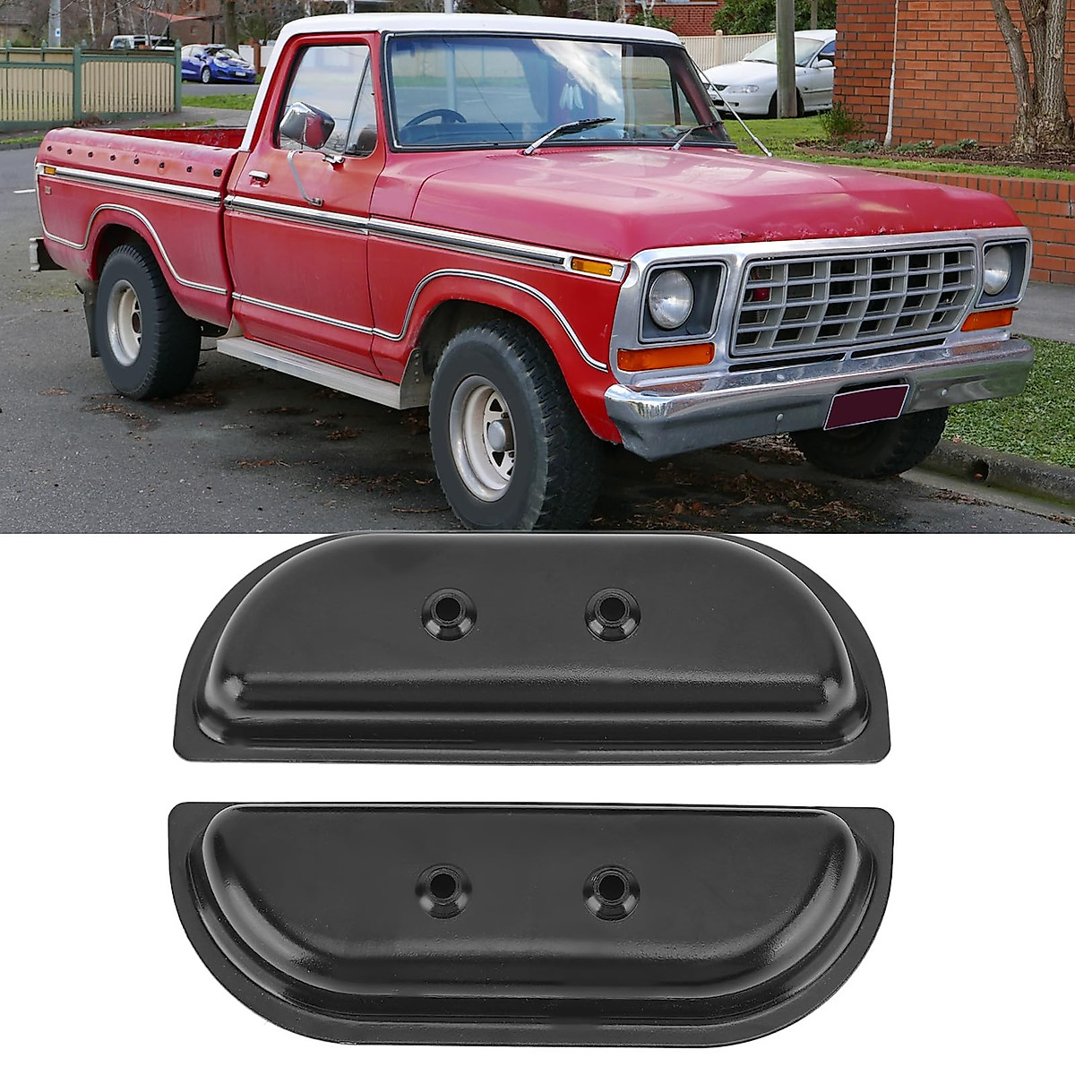 Inner Handle Armrest Container Bin, Door Panel Arm Rest Cups Metal Cup Holder Replacement for Truck F-100 1973-1979 Black