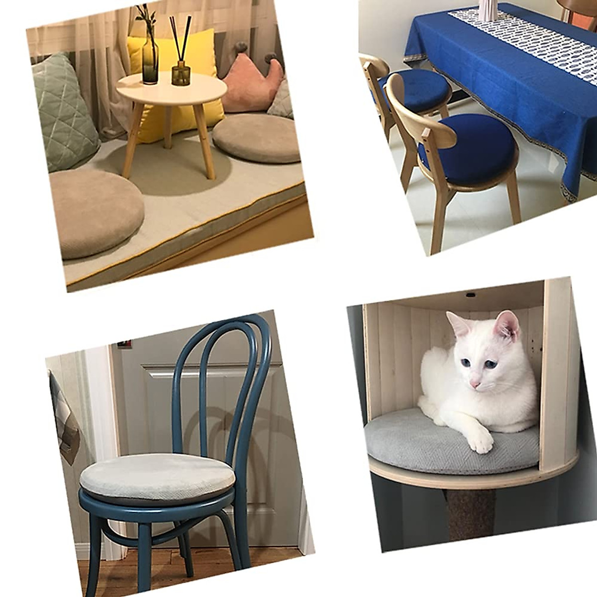 Olywell 15 Inch Memory Foam Seat Cushion Anti-Slip Soft Round Stool Cushion Chair Pad Blue