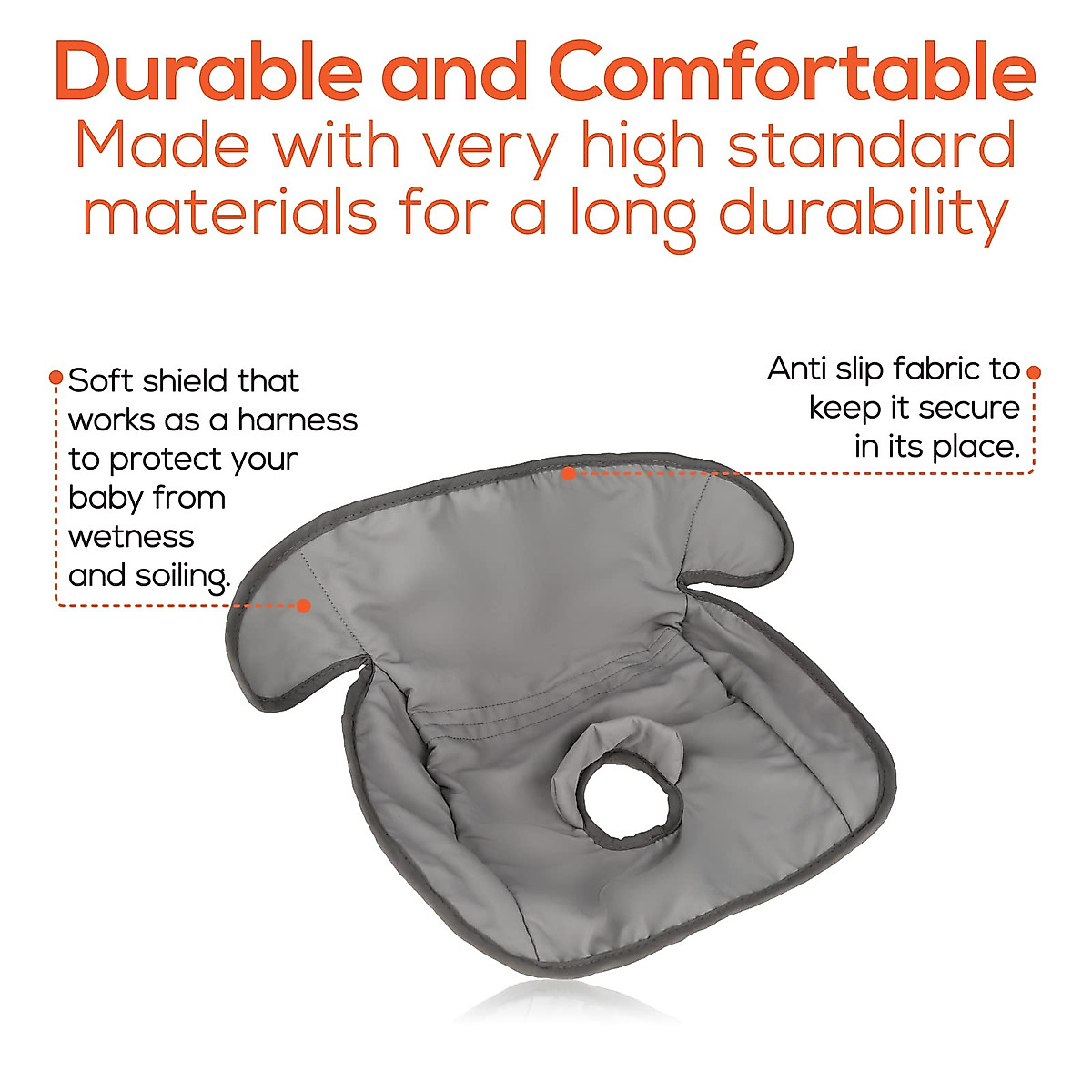 Trobo Car Seat Cover, Anti-Slip Vinyl Backing Waterproof Car Seat Protector Liner for Child, Infant, Stroller & Dinner Chair, Leak-Free Piddle Pad for Potty Training Toddlers, Machine Washable, Grey