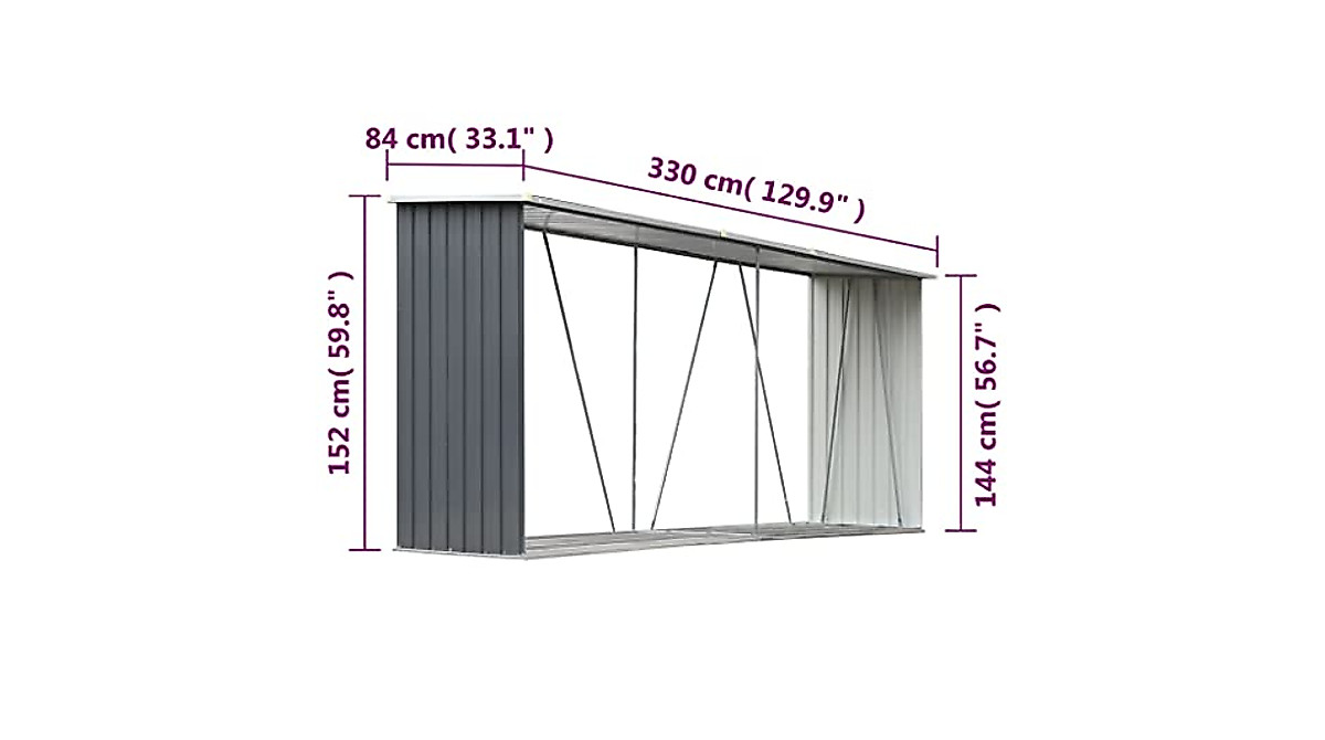 ANNLERA Galvanized Steel Garden Log Storage Shed