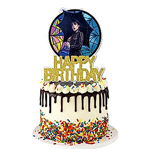 Wednesday Birthday Cake Topper, Wednesday Horror TV Theme Birthday Party Decorations