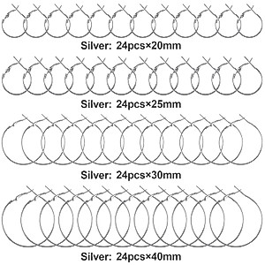 PAGOW 96Pcs Earring Hoops for Jewelry Making, Hypoallergenic Alloy Round Earrings Finding, Silver Open Beading DIY Earrings Craft Art Accessories
