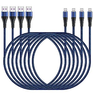 [Apple MFi Certified] 4 Pack iPhone Charger 10ft, Long Lightning Cable Nylon Braided 10 Foot Cord, Fast Charging Cords for iPhone 12 Pro Max/iPhone 12/11Pro Max/12 Pro/11/XS/XR/X/8/iPad,AirPods/Blue