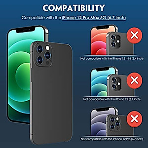 UniqueMe [5 Pack] Screen Protector Compatible With iPhone 12 Pro Max 6.7 [Not for iPhone 12 Pro], 3 Pack Clear Tempered glass and 2 pack Camera Lens Protector, [Installation Frame][Precise Cutout]