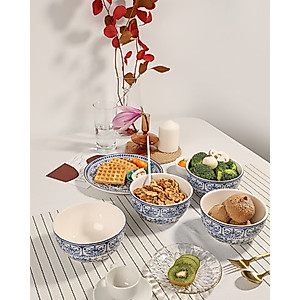 Sonemone Blue Cereal Bowls for Kitchen, 26oz Ceramic Bowls Set of 4 for Cereal, Salad, Soup, Pasta, Dessert, Microwave & Dishwasher Safe