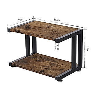 Giikin Printer Stand with 2 Tier Storage Shelves, Home/Office Desktop Stand with Adjustable Anti-Skid Feet, Multi-Purpose Desk Organizer Shelf for Fax Machine, Scanner, Office Supplies (Rustic Brown)