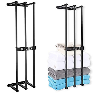 Towel Rack Wall Mounted, Towel Holder for Bathroom Wall, Minimalist Design for 3 Bar Towel Racks, for Bathroom, Camper Vans and Camper，for Folded Large Towel – Black