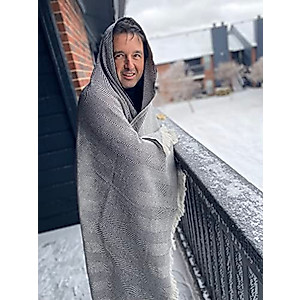 Loop Linen Cotton Throw Blanket, Hand Woven Housewarming Gift, Home Decor Blanket for Bedroom, Couch or Sofa. Large Blanket, Decorative.55x79