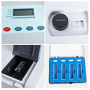 DONNGYZ Visible Spectrophotometer LDC Digital 721 Wavelength Range 350-1020nm Spectral Bandwidth 6nm Instruction Power Cord Glass Cuvette Wave Range Portable Digital Display Lab Analytical Equipment