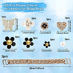 ROPCIA Charms for Bogg Bag,Pearls and Butterfly Flowers for Bogg Bag Accessories Charms Compatible with Simply Southern Beach Bag Tote, Insert for Beach Tote Bag (20 Pcs)
