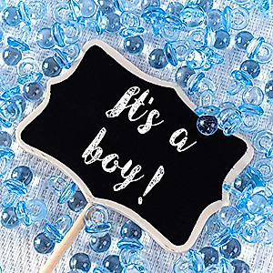 Mini Acrylic Baby Pacifiers for Baby Shower Decorations, Table Scatter, Party Favors, Games & Activities - 144 Pieces by Super Z Outlet (Blue)