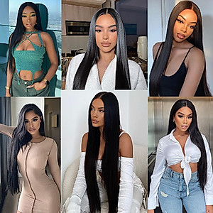 ONETIDE 13x4 Lace Front Wigs Human Hair 24 Inch Straight Lace Frontal Wigs Brazilian Virgin Hair for Women Pre Plucked with Baby Hair 180% Density Natural Color 24 Inch