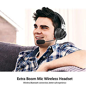 BHM91Series Bluetooth Wireless Headset with Mic.Great for Zoom and Skype Meeting(Flexible Noise Cancelling Mic) Clear Sound Comfort Wearing/Headset for Office Home Business Trucker Driver by LUXMO