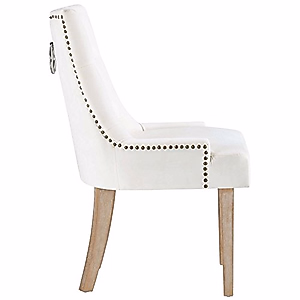 Modway Pose Tufted Performance Velvet Upholstered Dining Chair with Nailhead Trim in Ivory