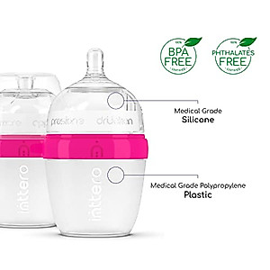 Inttero Preload/Formula Mixing Baby Bottle with Anti Colic & Air-Free System - 6oz / 2-Pack (Cute Blue)