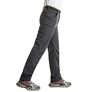 JOMLUN Kids Boy's Youth Fleece Lined Hiking Pants Outdoor Soft shell Snow Ski Waterproof Windproof Warm Cargo Insulated Pants Winter