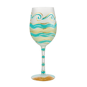 Enesco Designs by Lolita Eternal Tides Hand-Painted Artisan Wine Glass, 15 Ounce, Multicolor