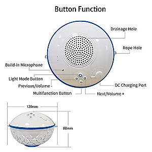Bluetooth Speakers with Colorful Lights, Portable Speaker IPX7 Waterproof Floatable, Built-in Mic,Crystal Clear Sound Speakers Bluetooth Wireless 50ft Range for Home Shower Outdoors Pool Travel.