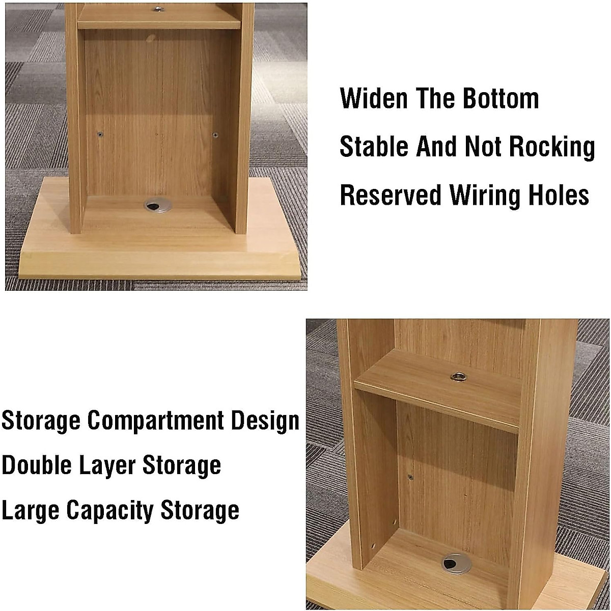 Modern Podium Stand Wooden Floor-Standing Lecterns with Storage Rack Podium Floor-Standing Pulpits Can Bear Up to 150 Kg