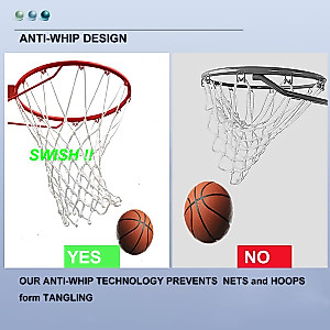 Basketball Net Outdoor, Upgrade Heavy Duty Basketball Net Replacement - Professional All-Weather Anti Whip, Fits Standard Indoor or Outdoor Standard Rim - 12 Loops (White)