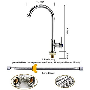 Cold Water Faucet Only, High Arc Single Handle One Hole Faucet for Kitchen Garden Bar Outdoor Boat Camper(Free Cold Water Supply Lines)