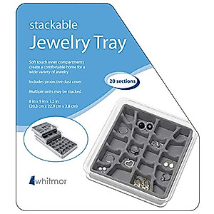 Whitmor Stackable Jewelry Tray 20-Section Gray