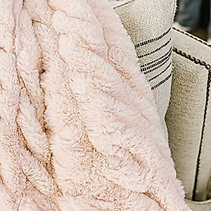 Minky Designs Luxurious Minky Blankets | Super Soft, Fuzzy, and Fluffy Faux Fur | Preppy Couch Covers & Throw Blankets | Ideal for Adults, Kids, Teens (Chic | Blossom Pink)
