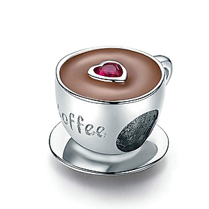 Coffee Cup Charm 925 Sterling Silver Mug Charm Love Charm for Pandora Charm Bracelet