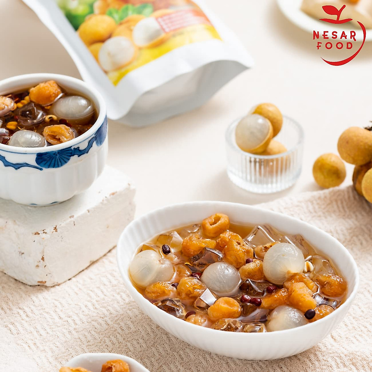 NESAR FOOD Premium Natural Dried Longan Fruit - Delectable Seedless Longan Dry, 100% Fruit Meat, 100g (3.52 oz Pack of 1) - Perfect for Tea, Snacks, and Desserts - All-Natural, No Sugar Added