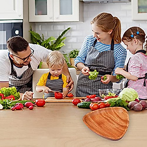 VieWood Triangle Wood Small Serving Tray Set of 5, Home Decor, Platters & Wooden Plates for Fruits, Cupcakes, Sushi, Food - Decorative dinnerware (5.9 in, Khaya)