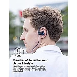 Otium Bluetooth Headphones, Wireless Sports Earbuds, Waterproof IPX7 w/Mic, HD Stereo in-Ear Earphones, Case, Fast Pairing, Gym Running Workout, 16 Hrs Battery Noise Cancelling Headsets