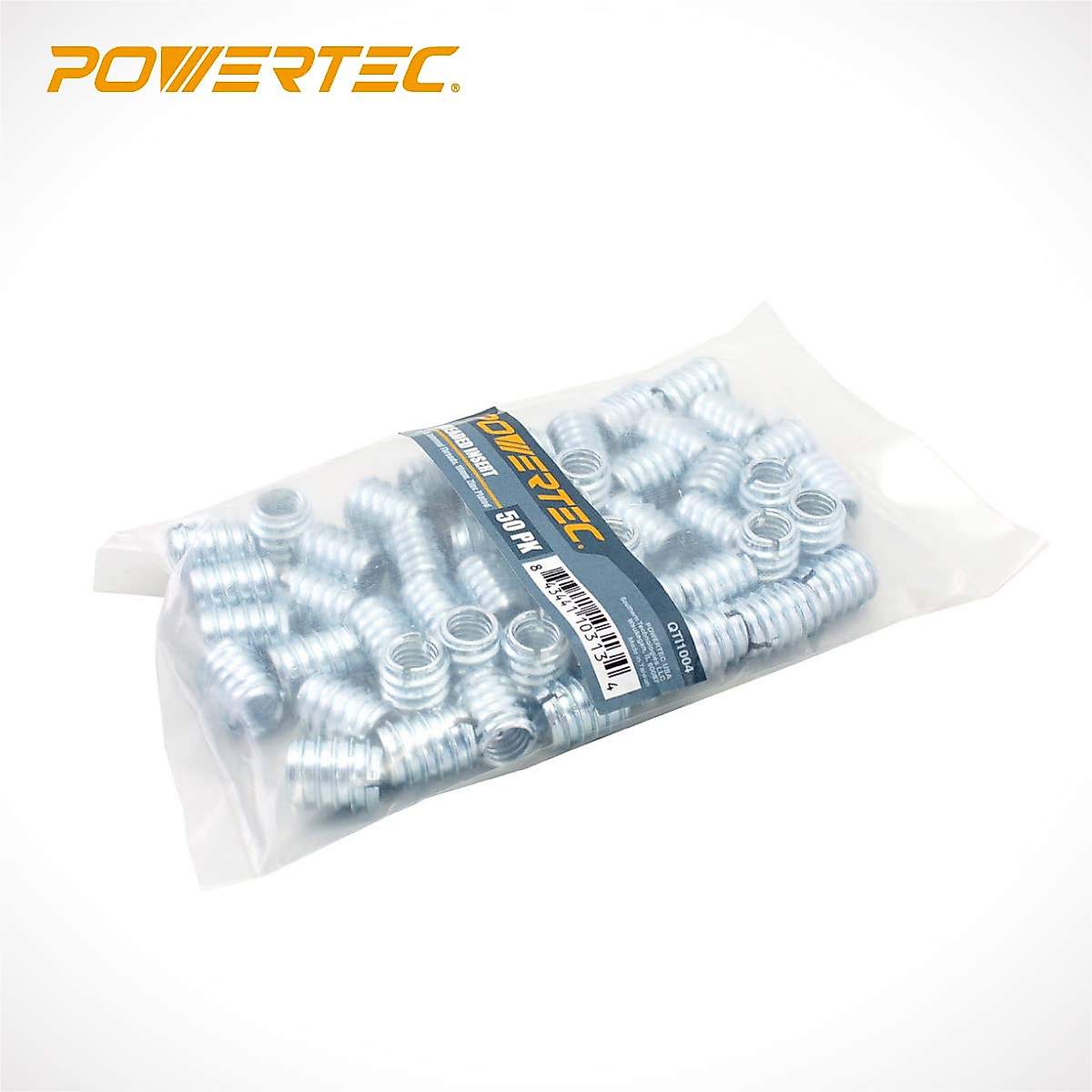 POWERTEC 50 Pcs 3/8”-16 Threaded Inserts for Wood | Nut inserts, Wood Inserts, Screw Inserts for Wood, Suitable for Hardwood, Softwood, Plywood, Woodworking and Wood Furniture | 18mm Length (QTI1004)