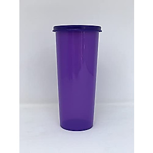 16oz TUMBLERS PURPLE SET OF FOUR With LIDS TUPPERWARE SPARE -- NEW