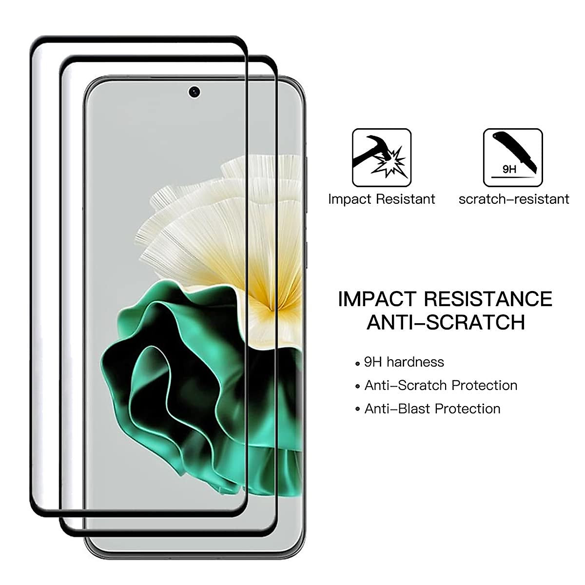 AISELAN for Huawei P60 3D Curved Screen Protector, [2 Pcs] 3D Full Coverage HD Clear Anti-Scratch Easy Installation Screen Tempered Glass for P60 / P60 Pro / P60 Art (6.67-inch) 2023