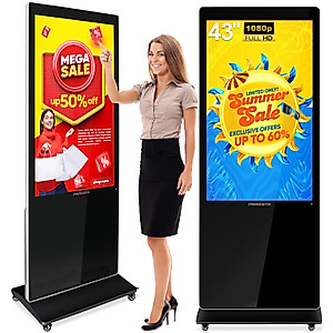 PWR4GTR 65 Inch Touchscreen Digital Signage Display and 43 Inch Digital Signage Kiosk