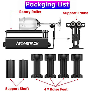 ATOMSTACK R3 Pro Laser Rotary Roller, Engraving Auxiliary Module for Laser Engraver, 360° Y-axis Rotating Roller for Carving of Goblet/Cylindrical/Round/Oversized Objects (R3 Pro Rotary Roller)