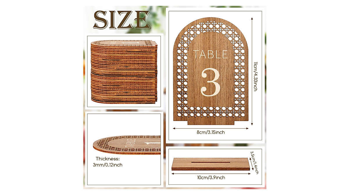 Soaoo 20 Pcs Wooden Table Numbers 1-20 Rattan Arch Wedding Table ...