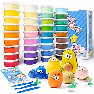 Drawdart Air Dry Clay- 36 Colors Modeling Clay Kit with 3 Sculpting Tools, Safe & Non-Toxic, Magic Foam Clay for Kids and Adults, DIY Molding Clay Gift for Boys and Girls