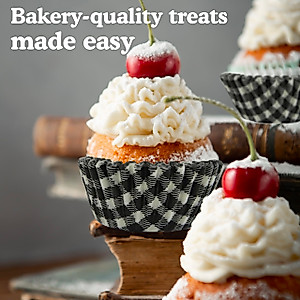 Regency Wraps Greaseproof Professional Grade Standard Baking Cups, Pack of 40, Black Gingham