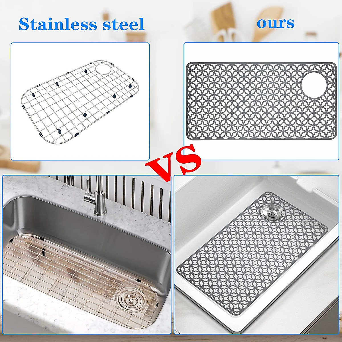 QKVCX Sink Protectors for Kitchen Sink,28.25''x 14.2'' Sink Protectors for Kitchen,Sink Drainage Mat- Non-slip Sink Mat for Bottom of Kitchen Farmhouse Porcelain Sink Kitchen Sink Grid Accessory.